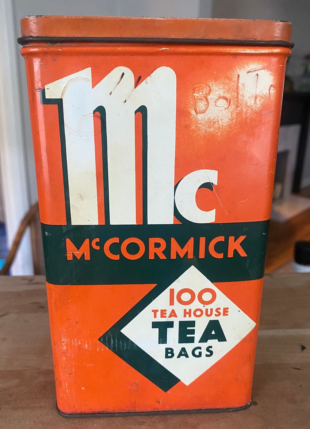 Mccormick Tea Bag Orange Aged & Worn Tin - Vintage Lidded Decor Piece ...