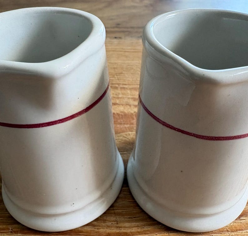 Vintage Rego Restaurant Ware Mini Creamer Red Band E595-16 • White ...