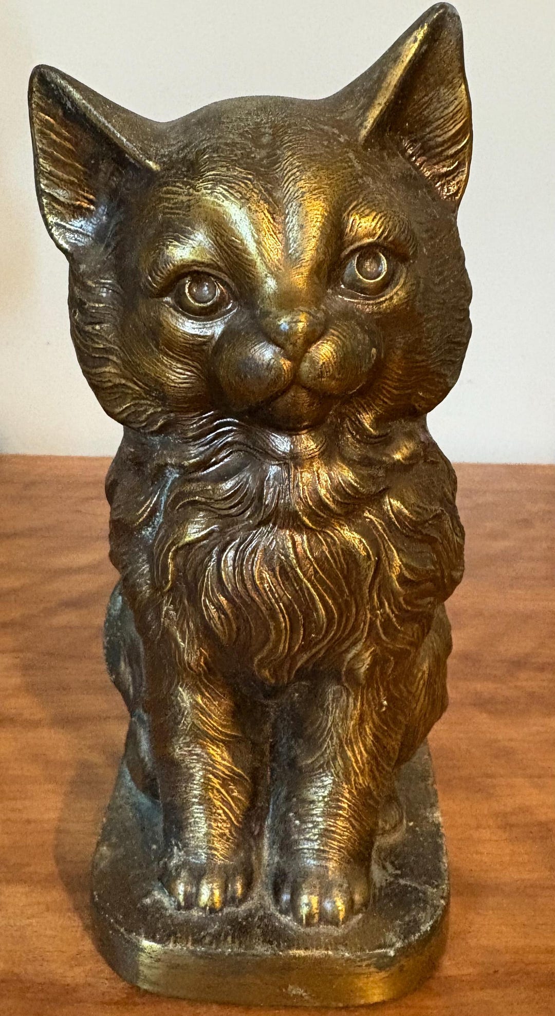 Vintage Cat Doorstop Cast Metal • Gold Gilded Kitten • Heavy Bookend - Etsy