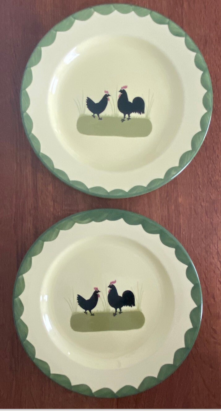 2 Zeller Keramik Pottery Rooster & Hen Dinner Plates Germany - Etsy