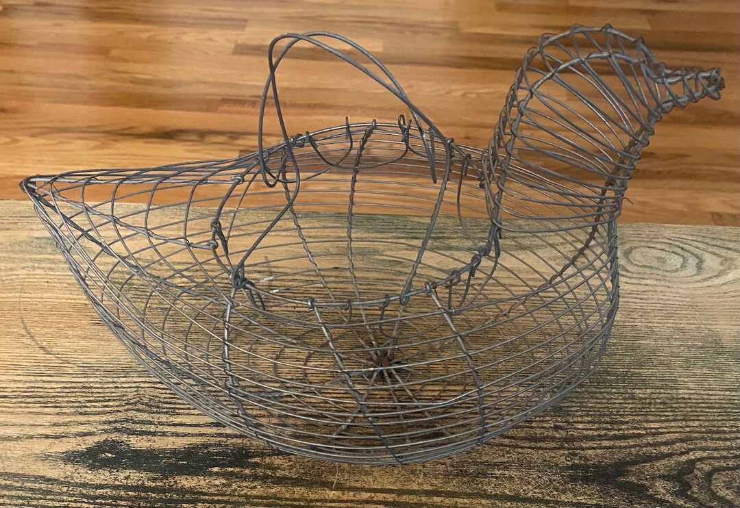 Vintage Chicken Shaped Wire Basket Rustic Farmhouse Country Decor - Etsy