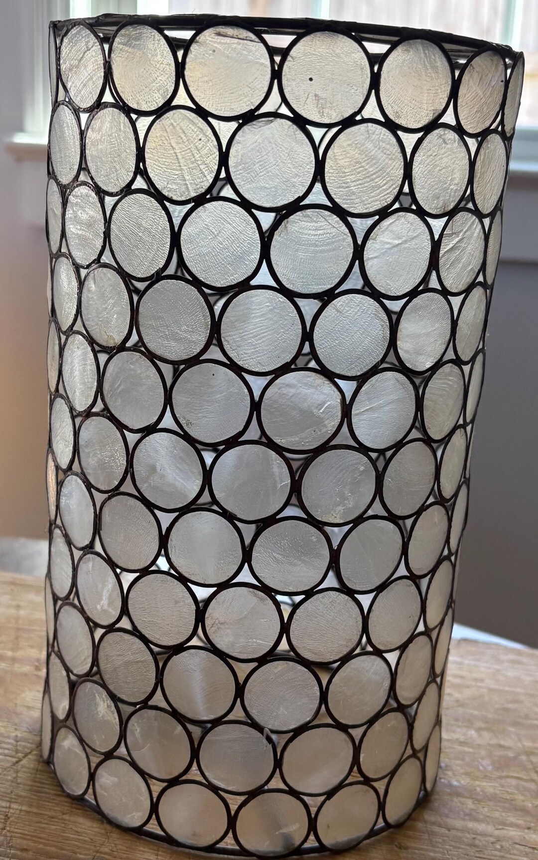 Vintage Capiz Shell Lamp Shade • Coastal Natural UNO Fitter Shade • 10 ...