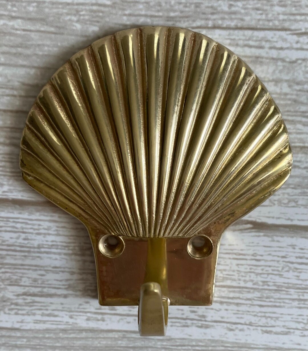 Vintage S&F Brass Hook Seashell Clam Shaped Nautical Beachy Decor - Etsy