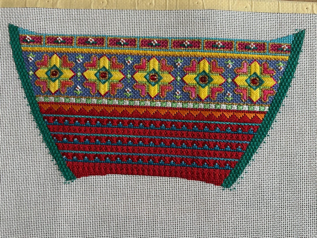 Vintage Chaparral Needlepoint Stocking Cuff • Partially Completed ...