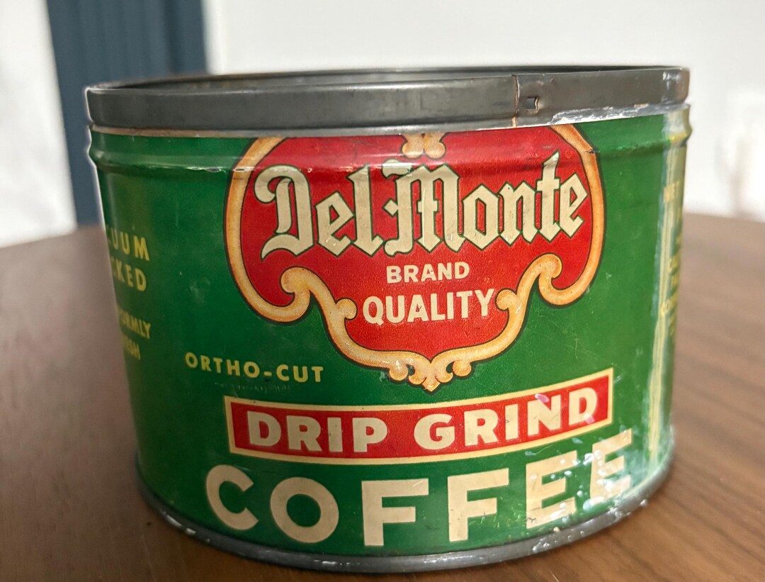 Vintage Del Monte Coffee Tin: Rustic Green Upcycled Decor (3.25" H) - Etsy