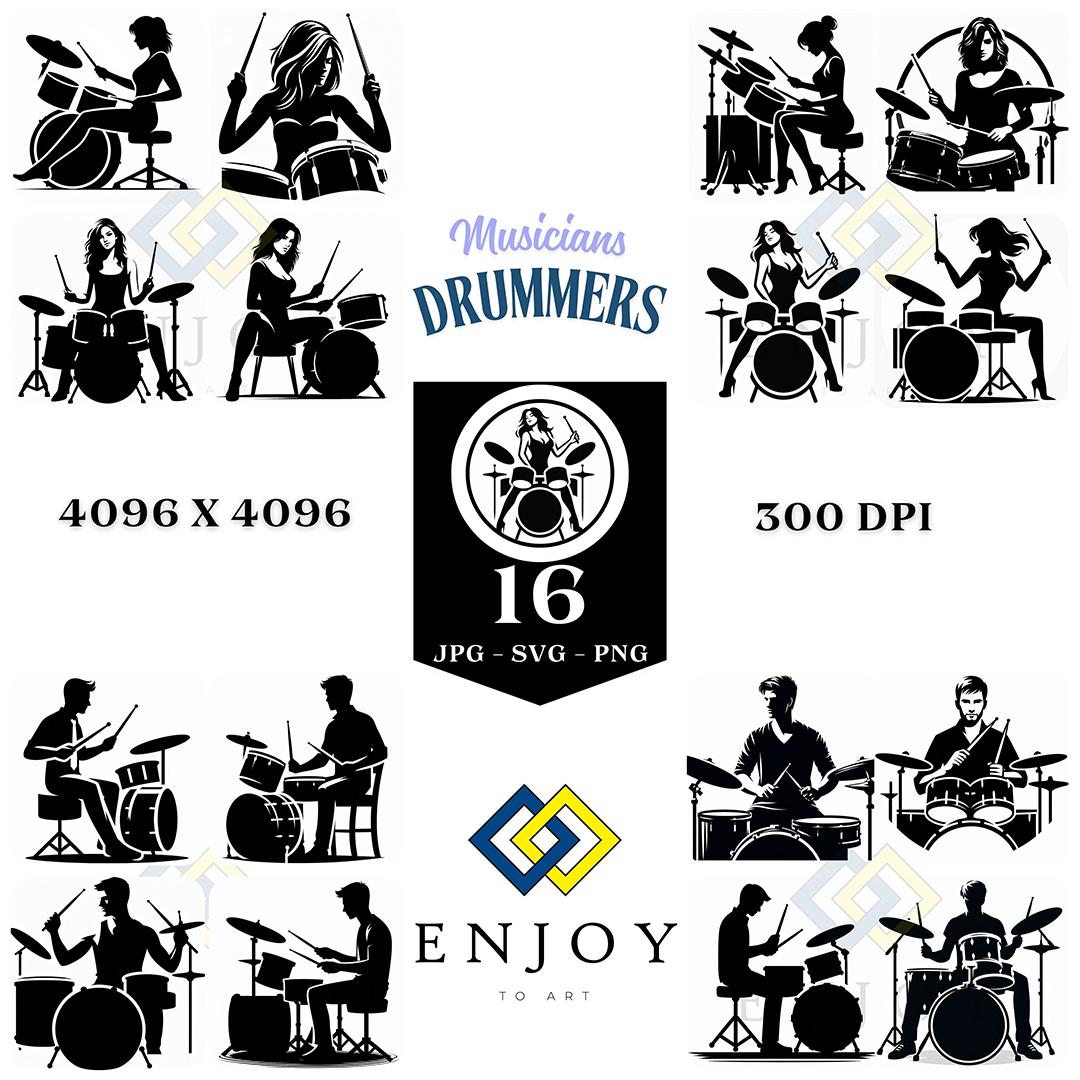 Drummer Silhouette SVG | Drum Player Clipart, Music Vector Art, Drummer ...
