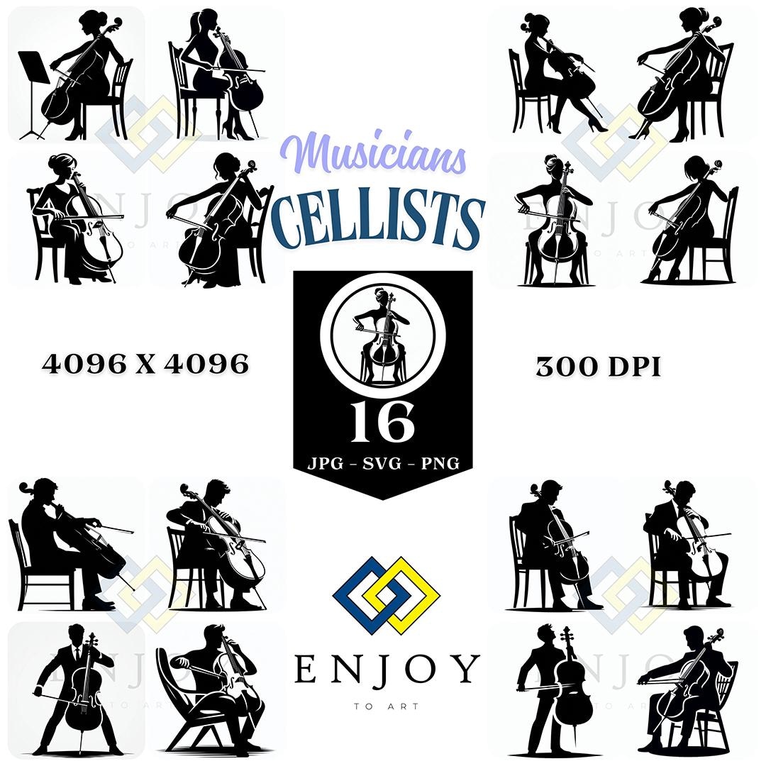Cello Svg Bundle, Cellist Silhouette SVG, Cello Musician SVG, Musician ...