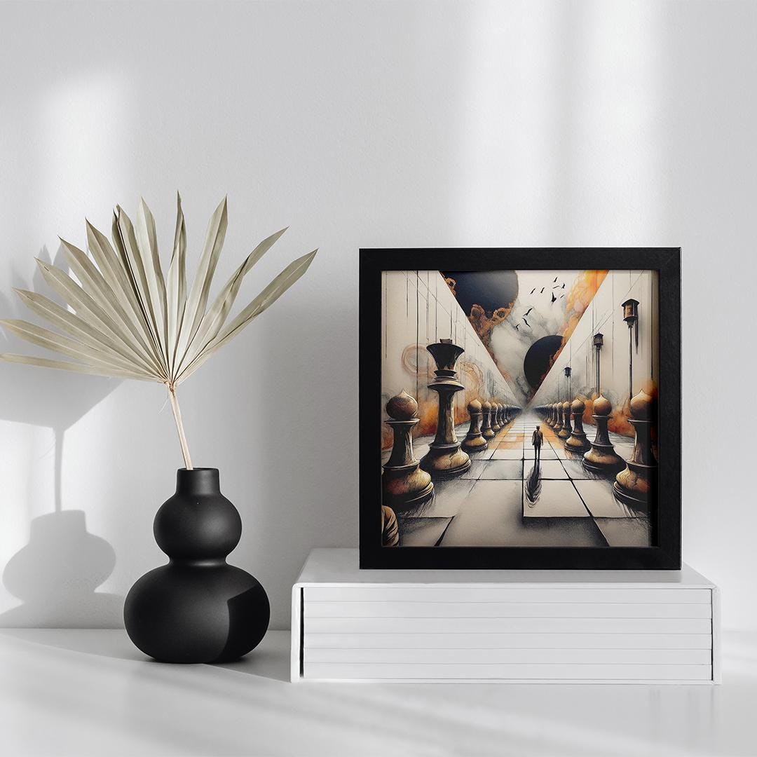 Surreal Chess Art Print | Abstract Chess Board Wall Decor | Fantasy ...