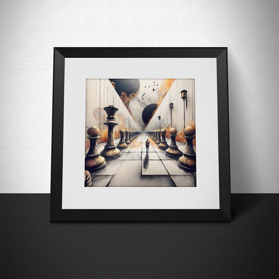 Surreal Chess Art Print | Abstract Chess Board Wall Decor | Fantasy ...