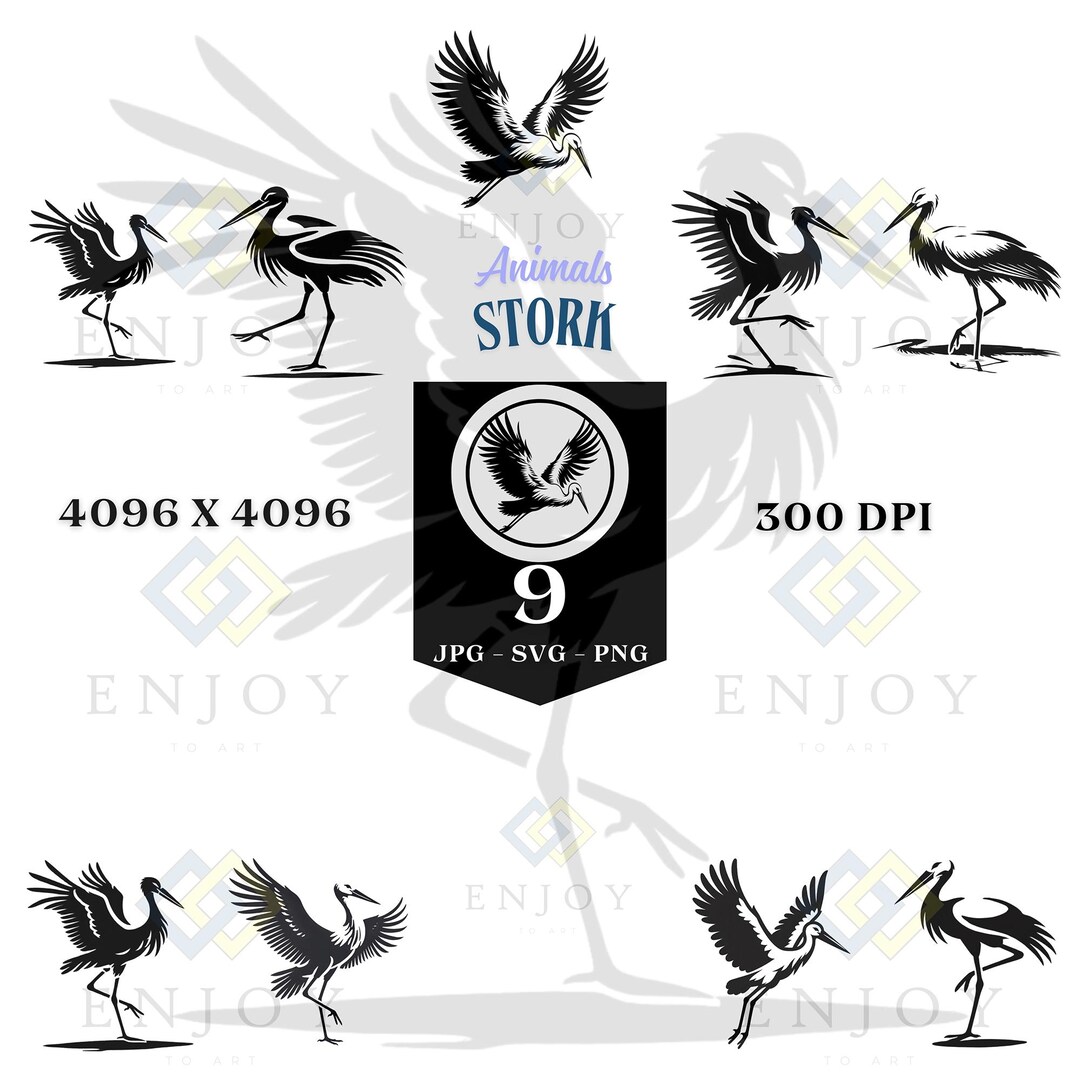 Stork SVG Cut File for Cricut, Silhouette, Digital Download, Printable ...
