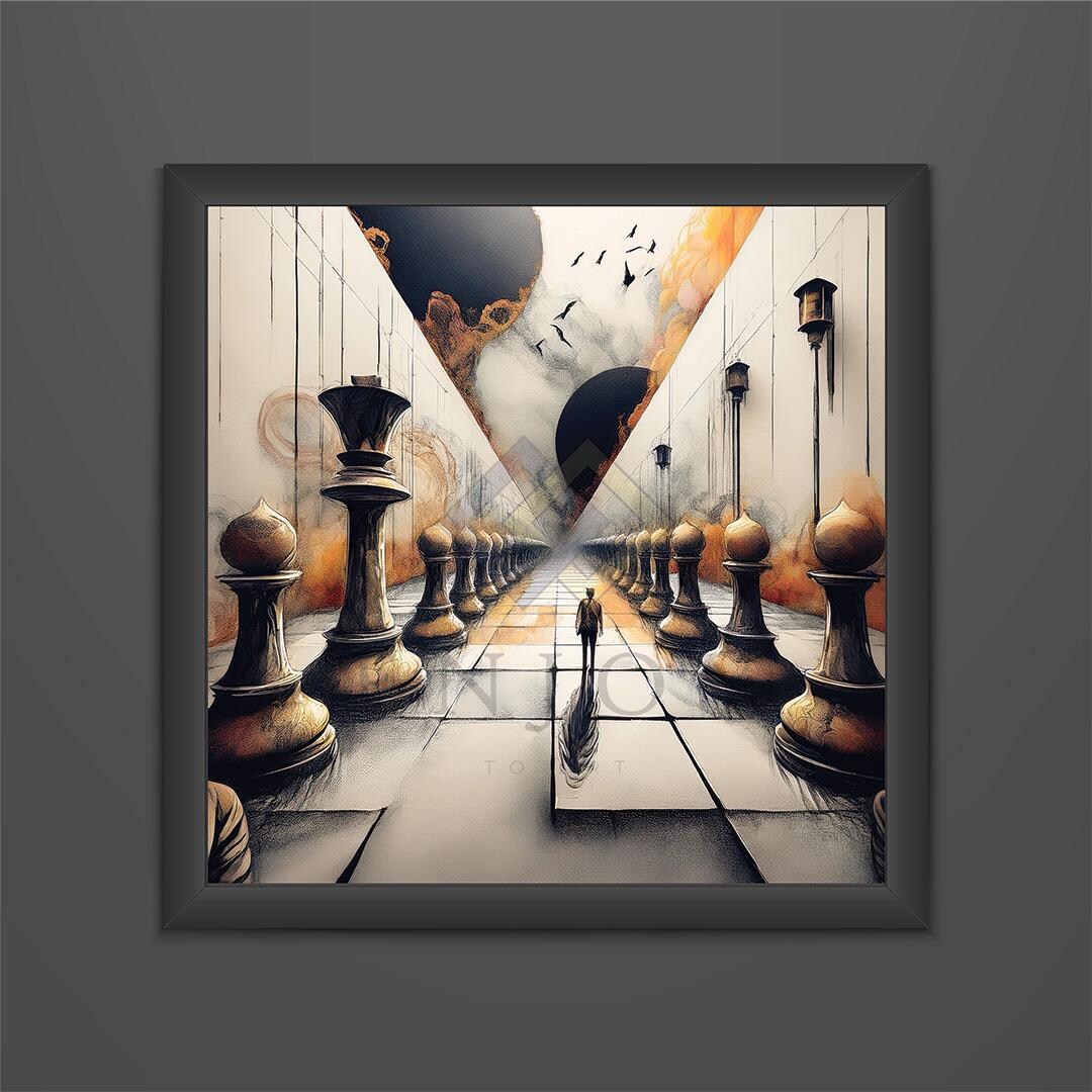 Surreal Chess Art Print | Abstract Chess Board Wall Decor | Fantasy ...