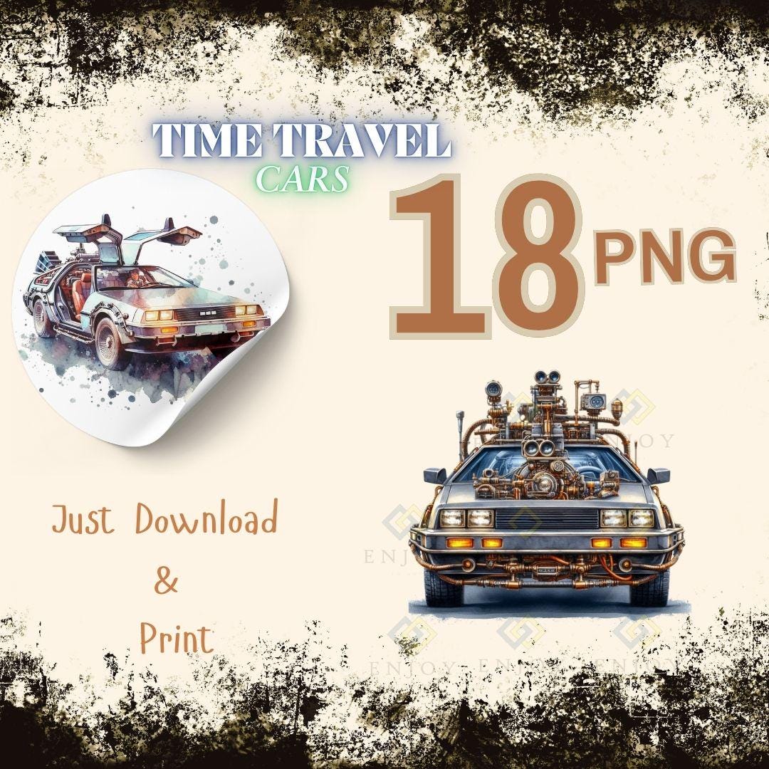 Back to the Future Car Clipart, Retro PNG, Time Travel Car Digital ...