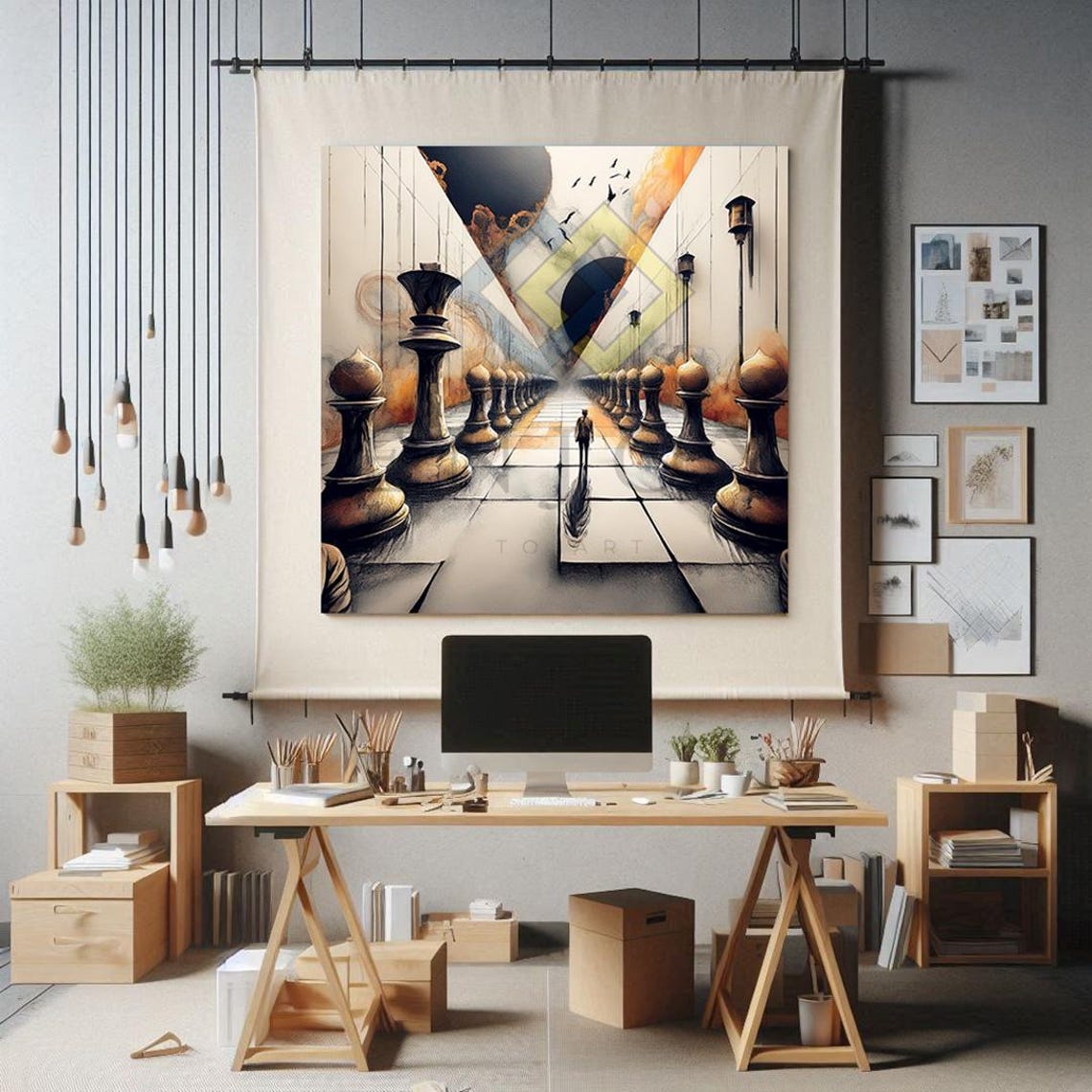 Surreal Chess Art Print | Abstract Chess Board Wall Decor | Fantasy ...