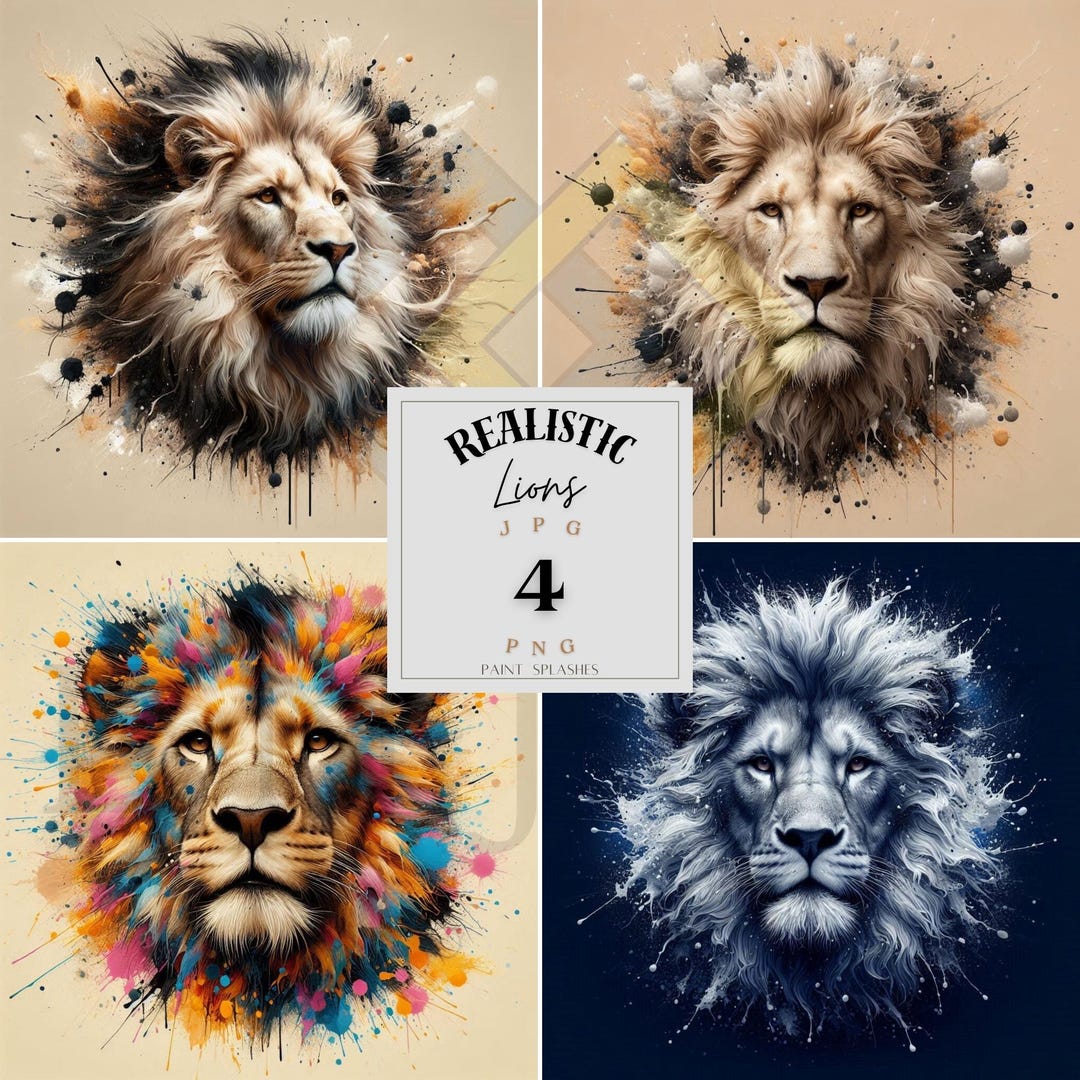 Colorful Splash Lion Wall Art – Abstract Watercolor Splash Painting ...