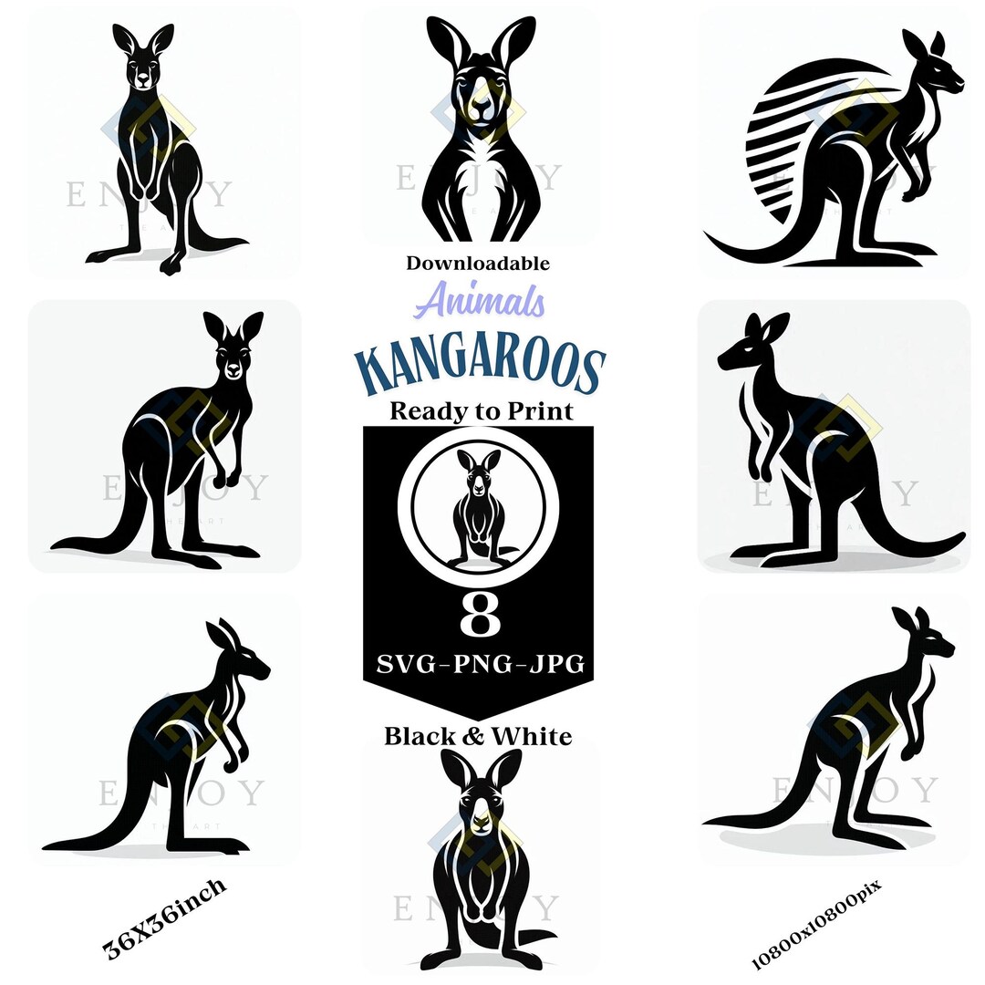 Kangaroo Silhouette # 8, Kangaroo Svg, Kangaroo Laser Cut, Vector ...