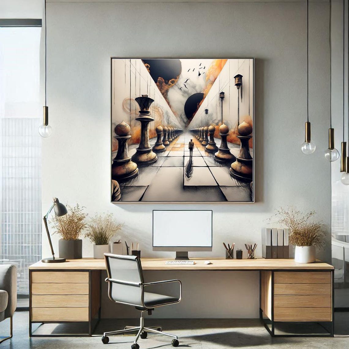 Surreal Chess Art Print | Abstract Chess Board Wall Decor | Fantasy ...