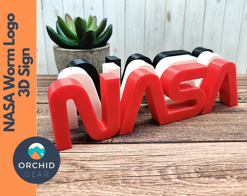 NASA Worm 3D Sign Worm Logo 3D Desk Art - Etsy