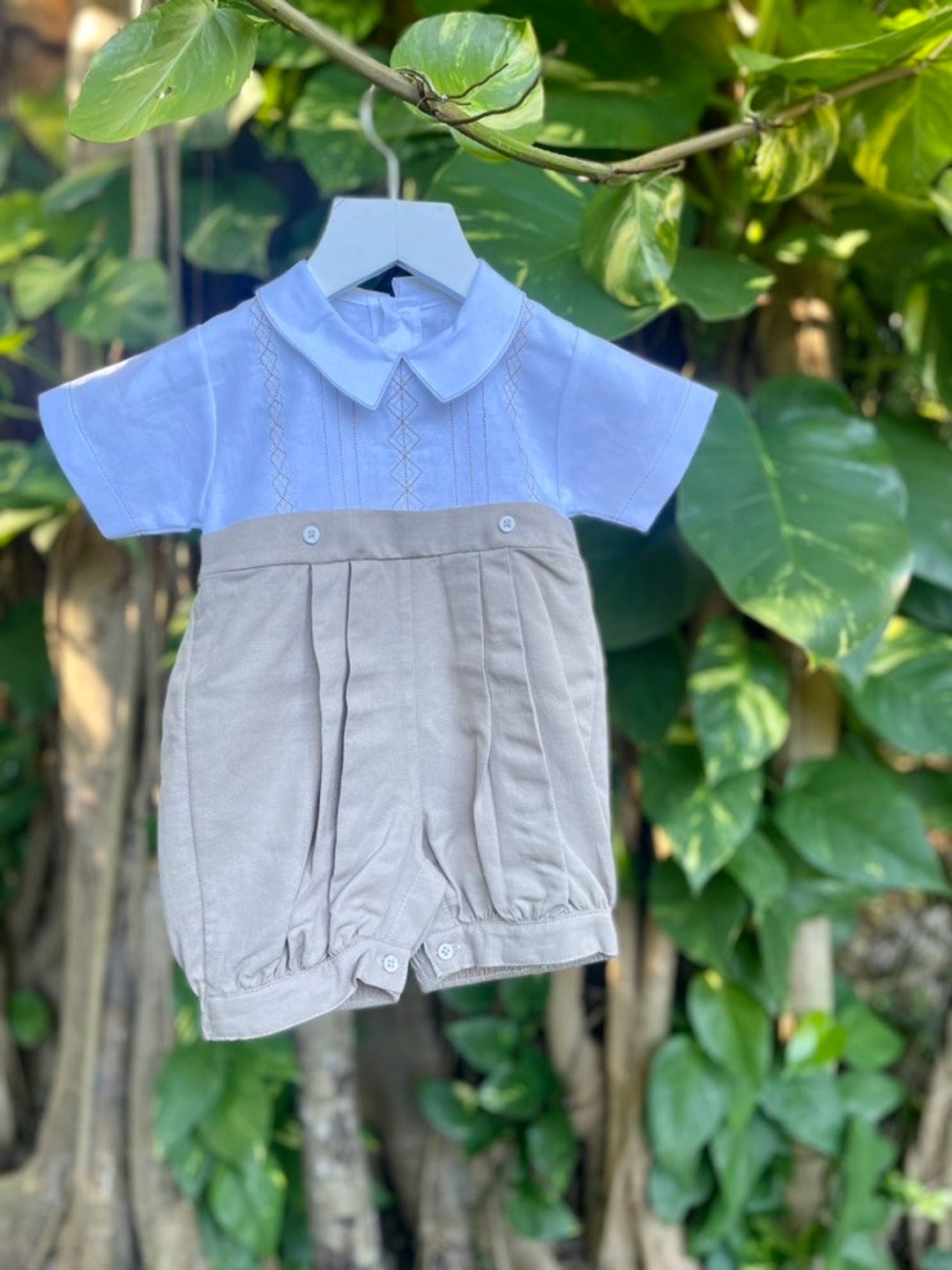 Boy 100% Linen Bubble Romper a Heriloom Outfit 3m 2t Two - Etsy