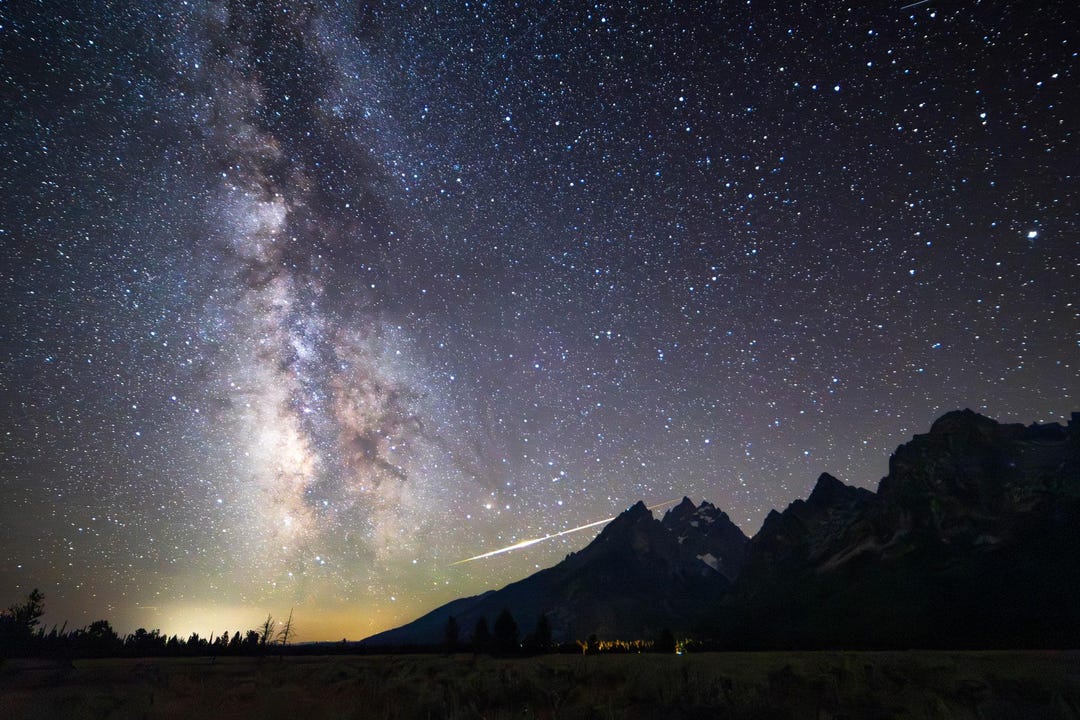 Geminid Meteor Milky Way Galaxy Print: Teton Mountain Night Sky Decor ...