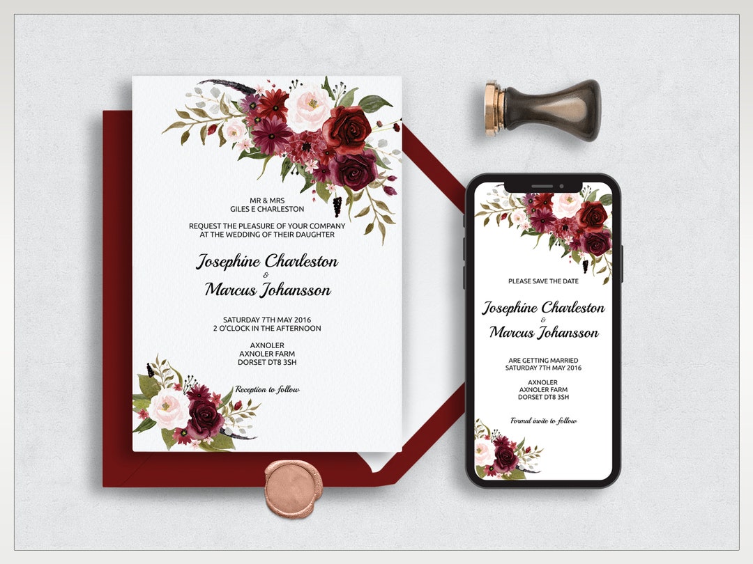 BOHEMIAN Editable Wedding Invitation, Invitation Template, Wedding ...
