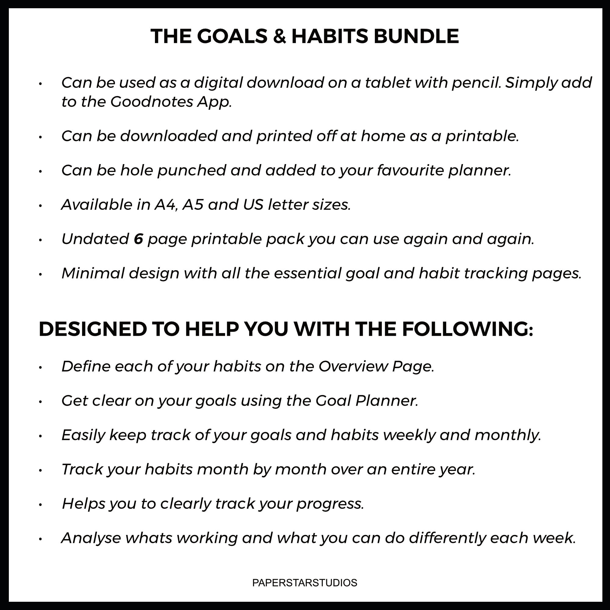 Habits and Goals Tracker Printable, Habit Planner, Habit Tracker, Goal ...