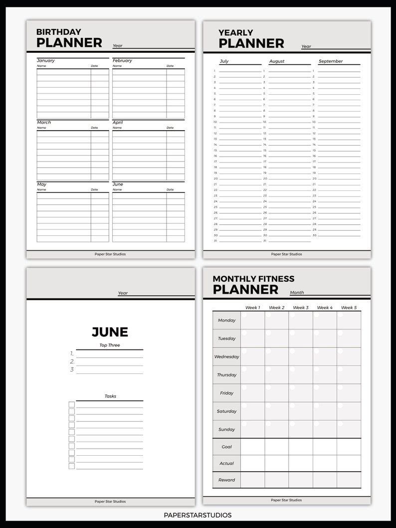 Undated Monthly Planner Printable: Minimal Design, A4/A5/US (digital ...