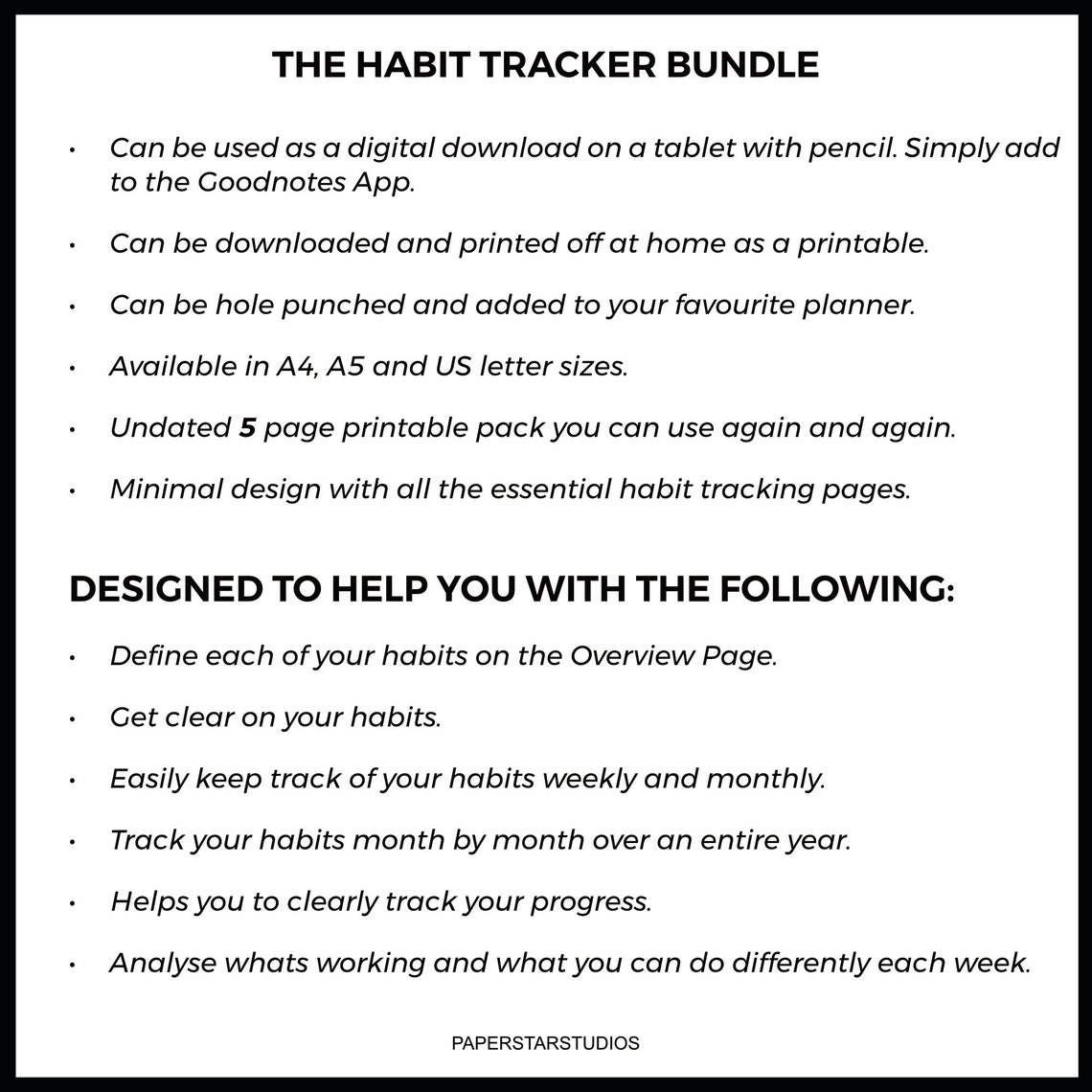 Habit Tracker Printable Habit Tracker Habit Planner Habit - Etsy Canada