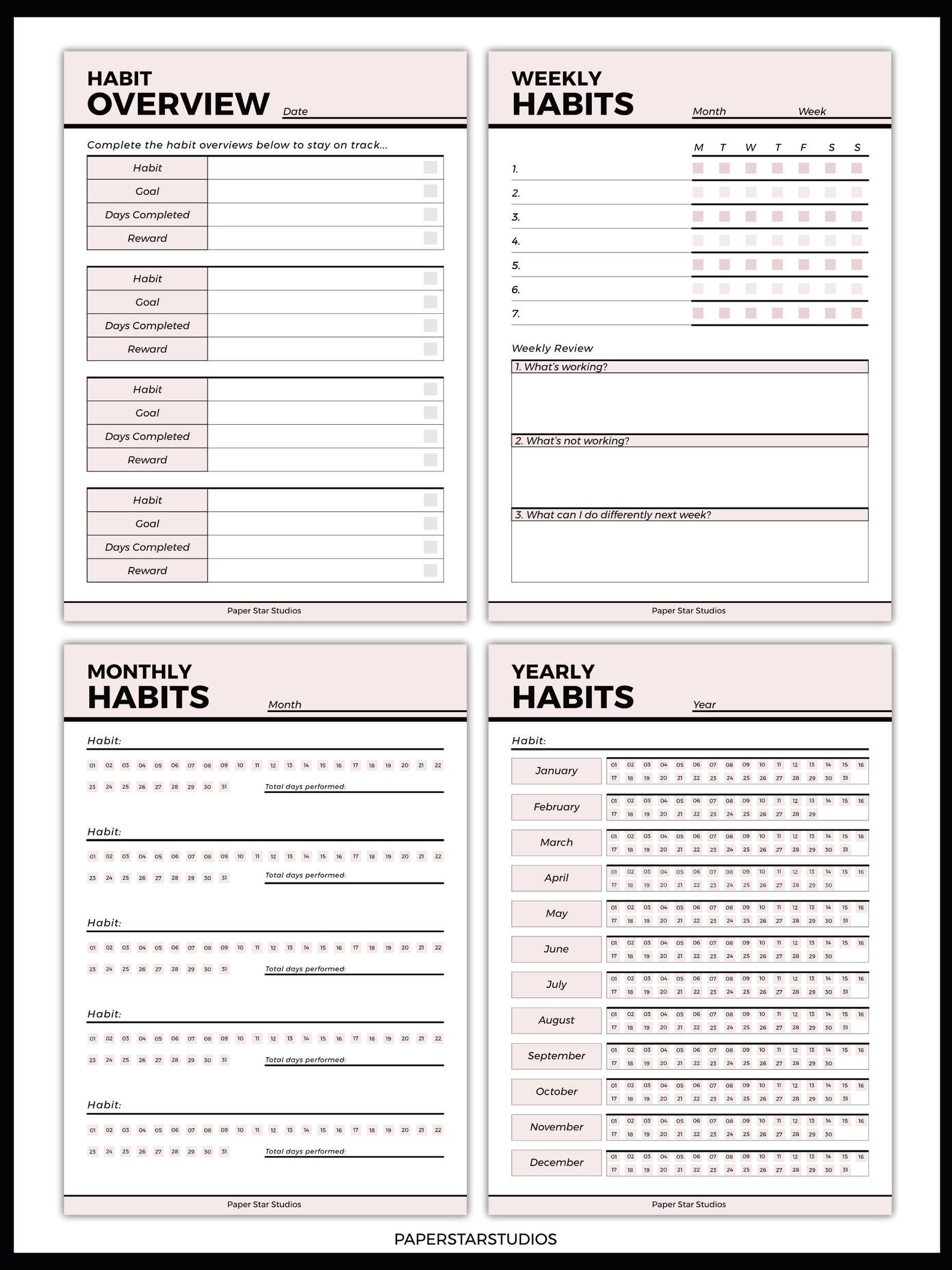 Habits and Goals Tracker Printable, Habit Planner, Habit Tracker, Goal ...
