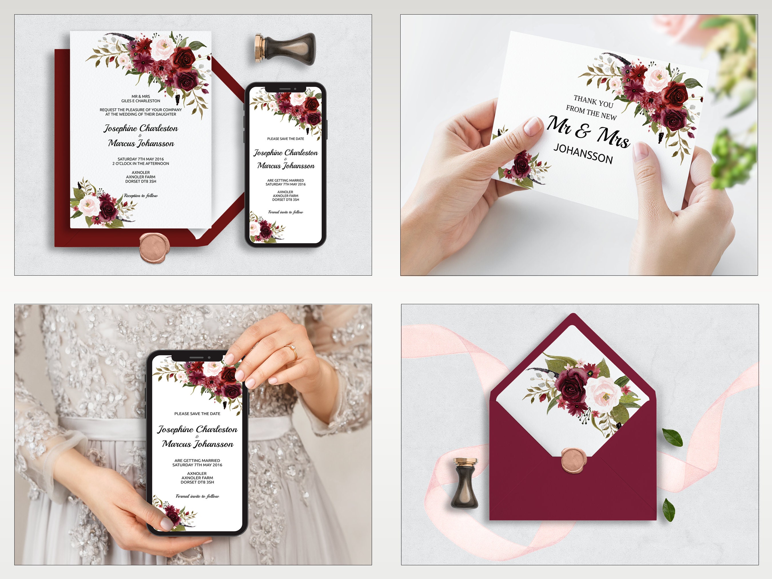 BOHEMIAN Wedding Invitation Bundle, Invitation MEGA Bundle, Editable ...