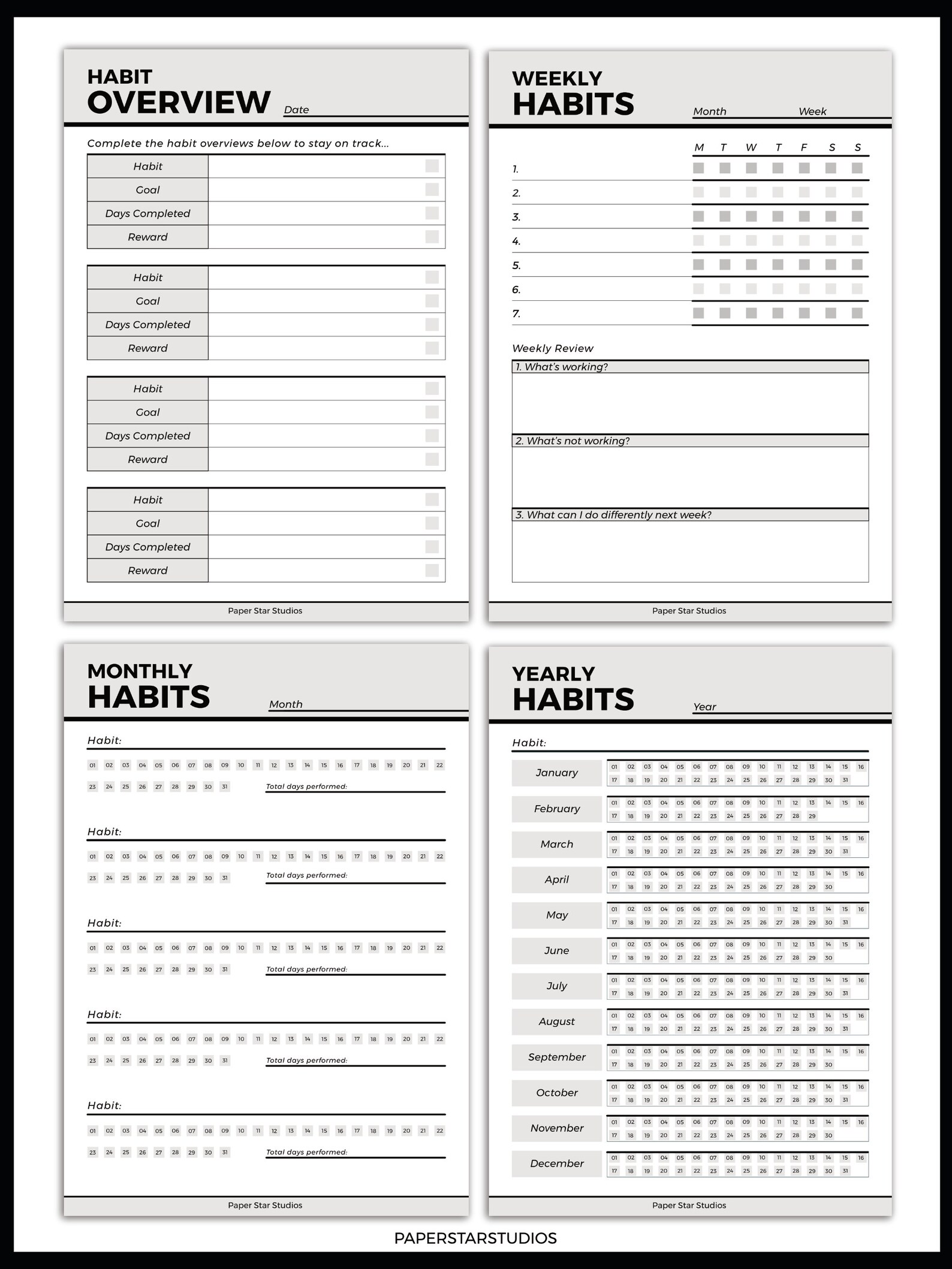 Habit Tracker Printable Habit Tracker Habit Planner Habit - Etsy UK