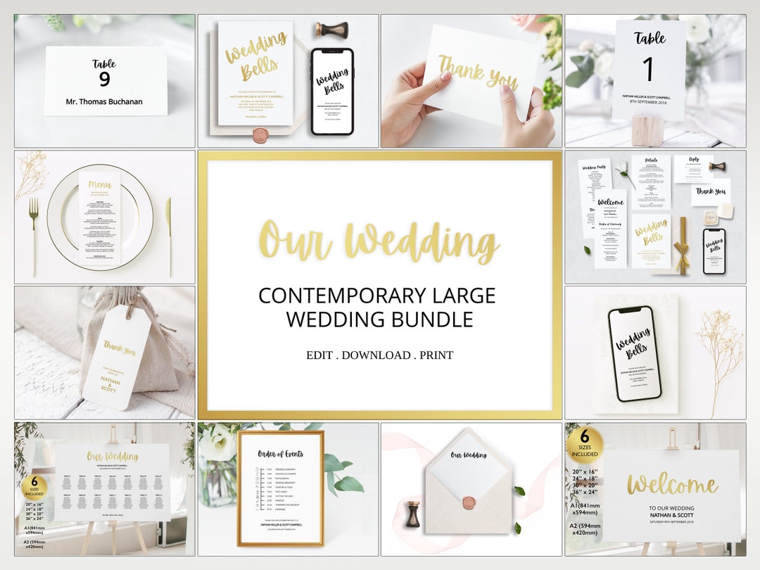CONTEMPORARY Wedding Invitation Bundle, Invitation MEGA Bundle ...