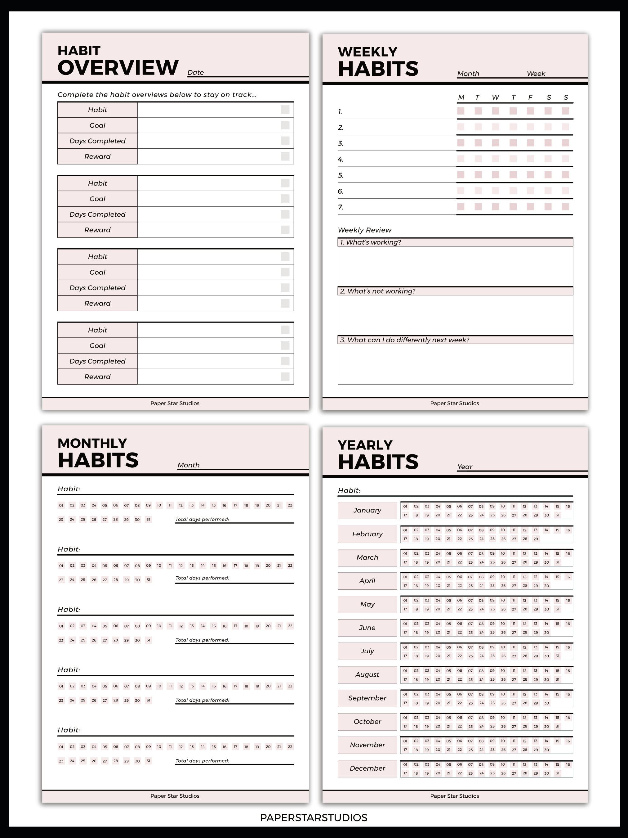 Habit Tracker Printable, Habit Tracker, Habit Planner, Habit Printable ...