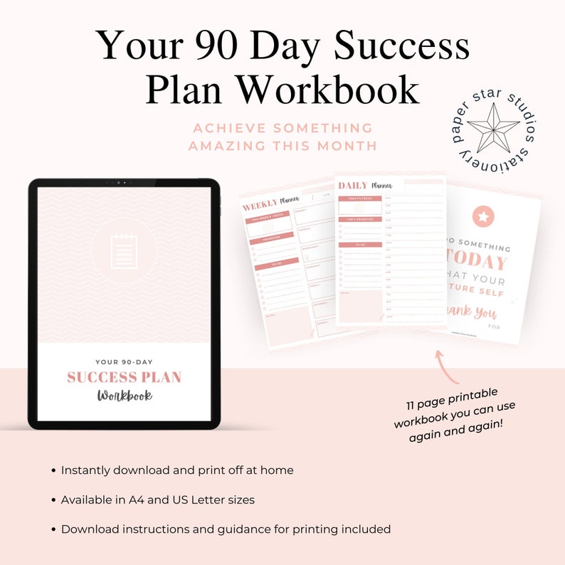 90 Day Success Plan Workbook: Printable Goal Planner (A4/US Letter) - Etsy