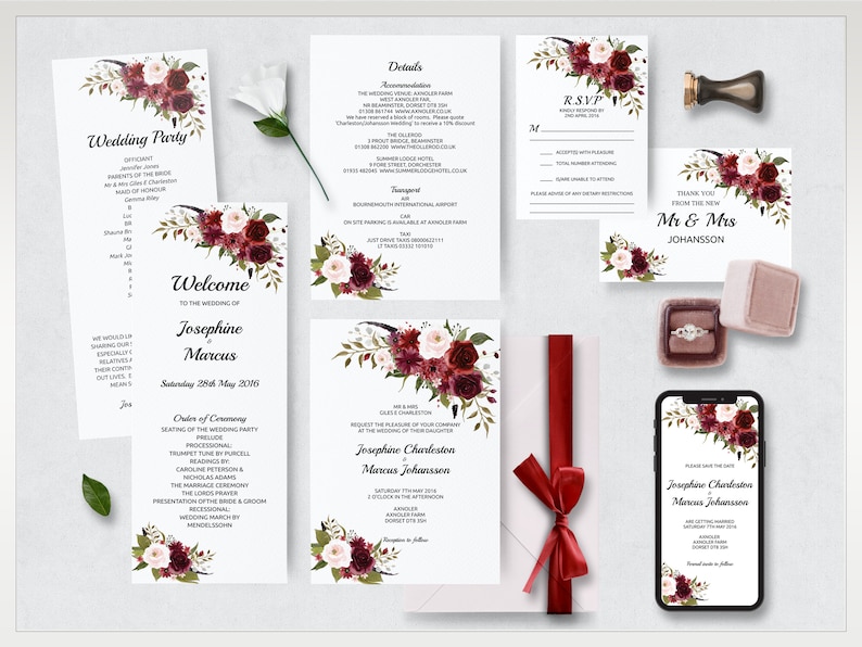 BOHEMIAN Wedding Invitation Bundle, Invitation MEGA Bundle, Editable ...