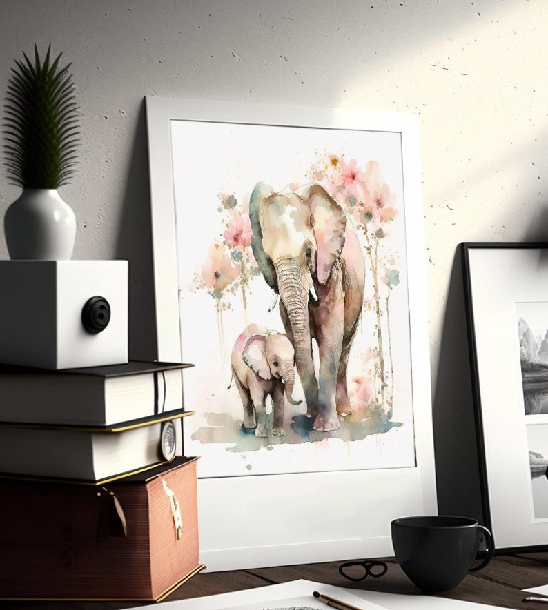 Elephant Love | Pink Animal Print | Digital Download - Etsy