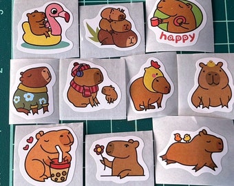 Capybara Stickers 10 Sticker Pack - Etsy