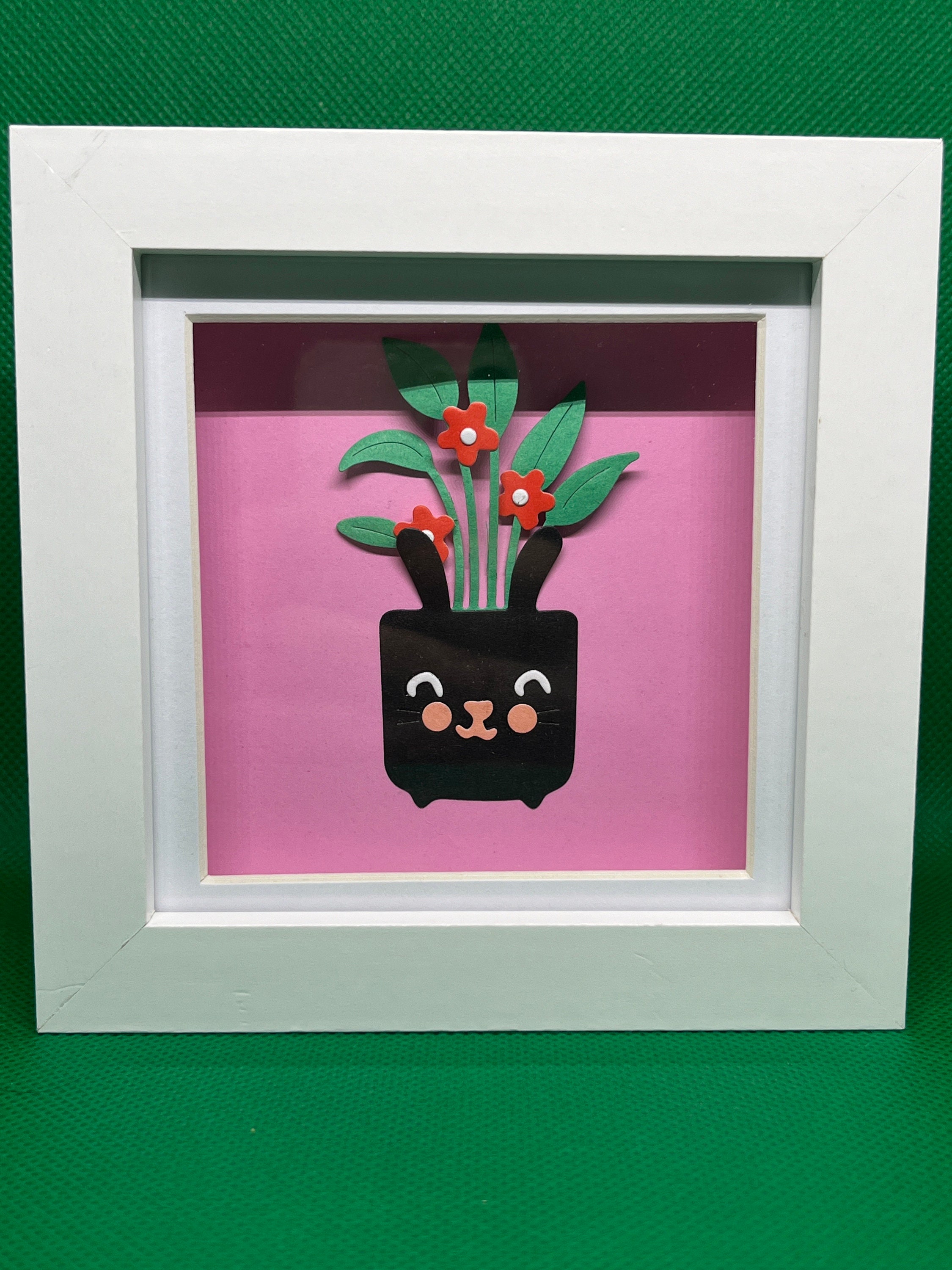 Black Rabbit 3D Framed Art Cute Cat Wall Decorations Handmade, Framed ...