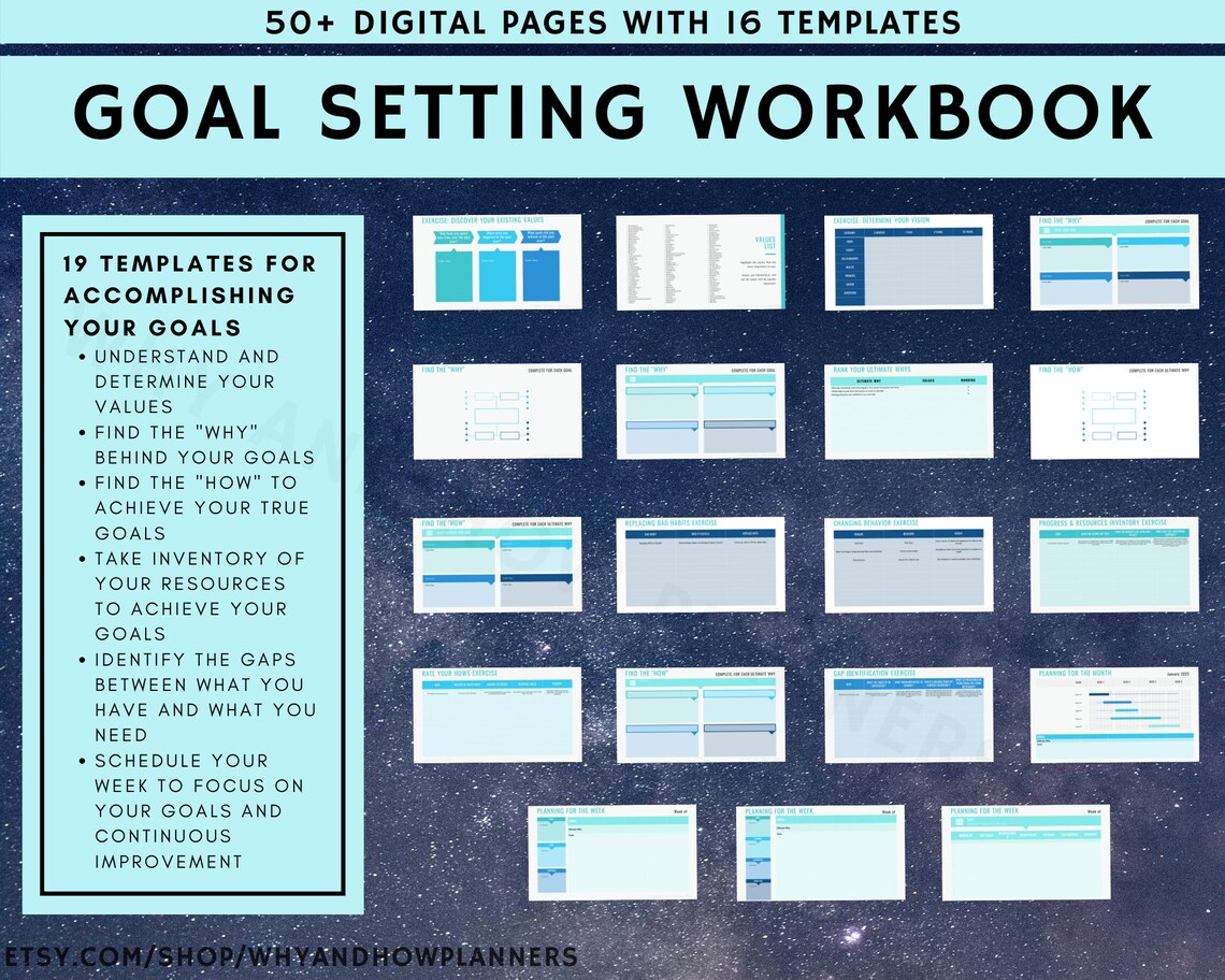 GOAL SETTING Workshop - 50+ Page Digital & Fillable Goal Planner, Goal ...