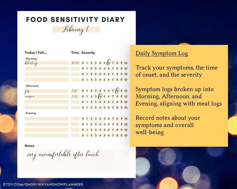 Food Sensitivity Diary PDF Printable | Food Allergy and Food ...