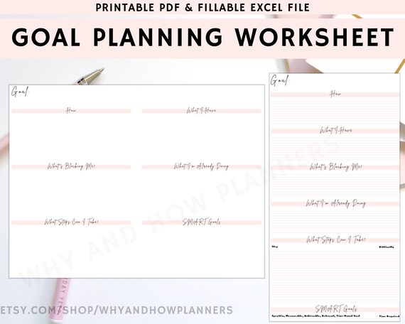 GOAL SETTING Printable & Digital Worksheets SMART Goals | Etsy