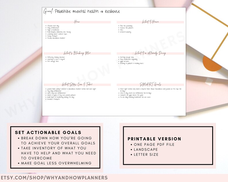GOAL SETTING Printable & Digital Worksheets | SMART Goals Tracker for ...
