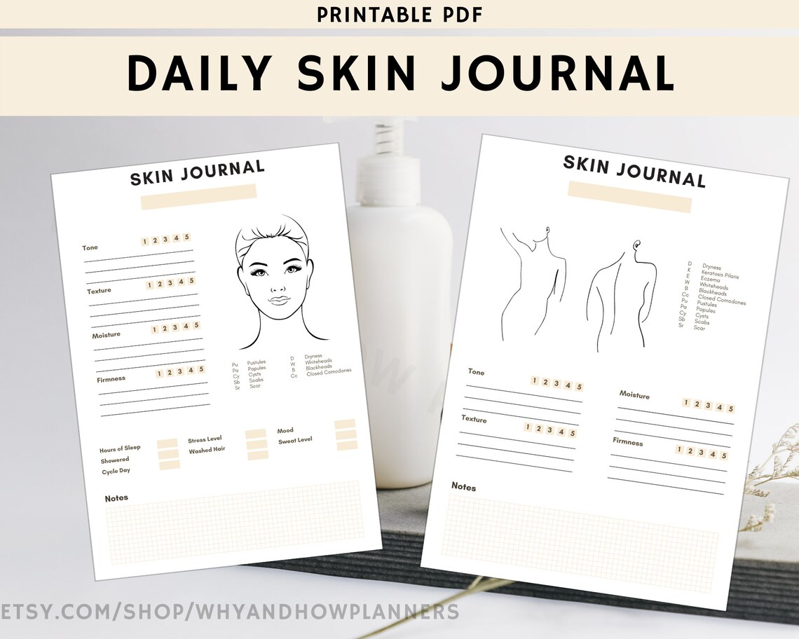 Daily Skin & Acne Journal PDF Printable | Skin Tracker for Face + Body ...