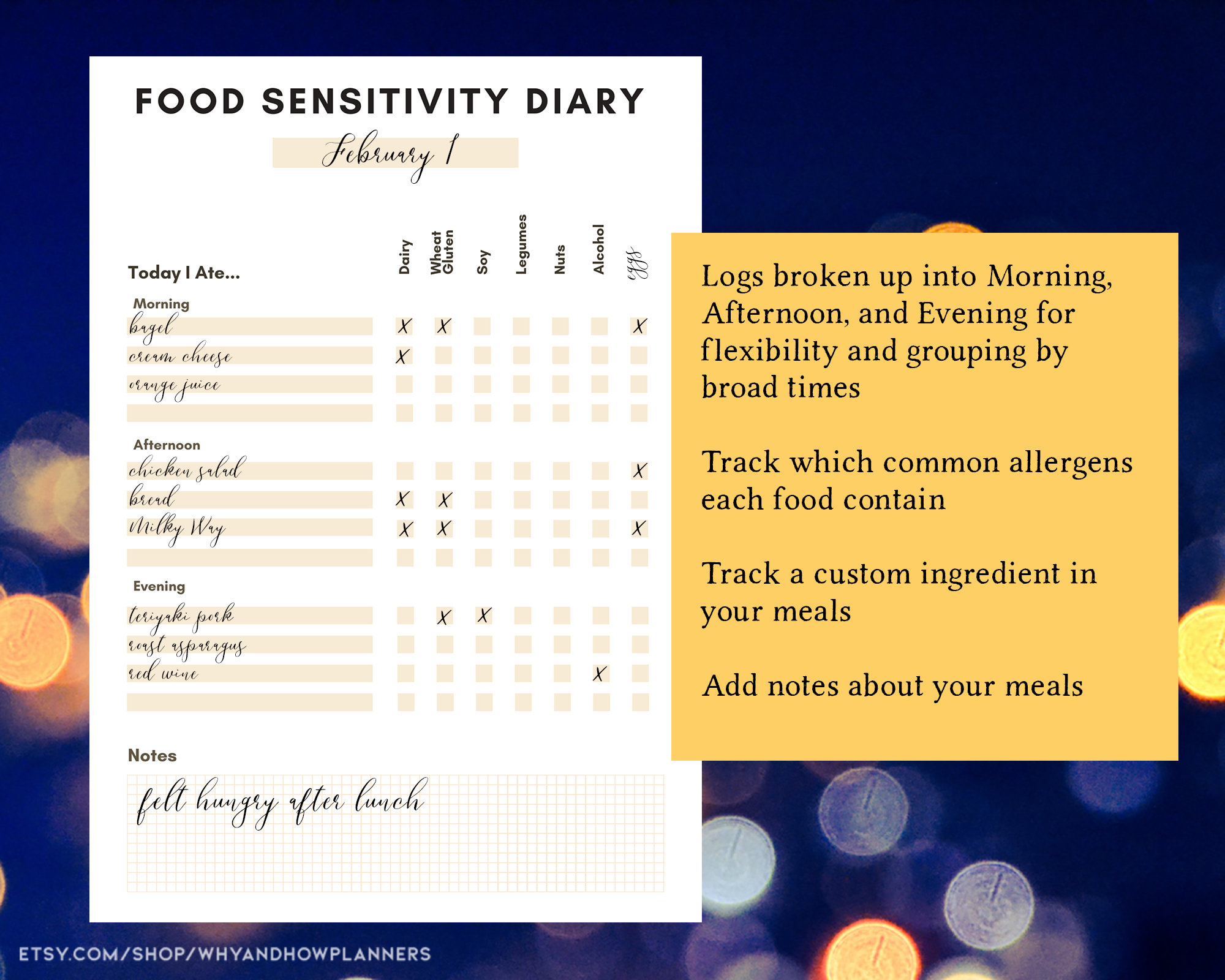 Food Sensitivity Diary PDF Printable | Food Allergy and Food ...