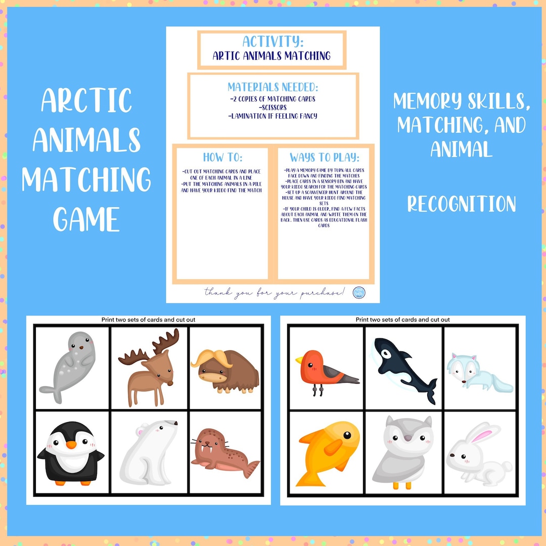 Arctic Animal Matching Game - Etsy
