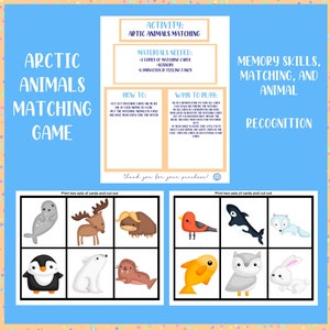 Arctic Animal Matching Game - Etsy