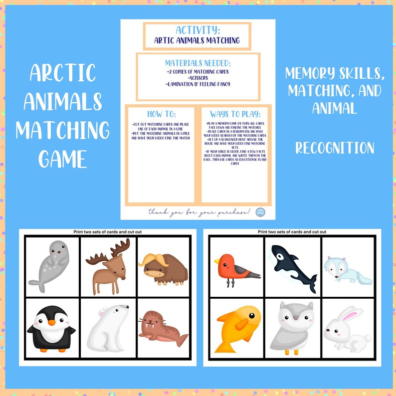 Arctic Animal Matching Game - Etsy