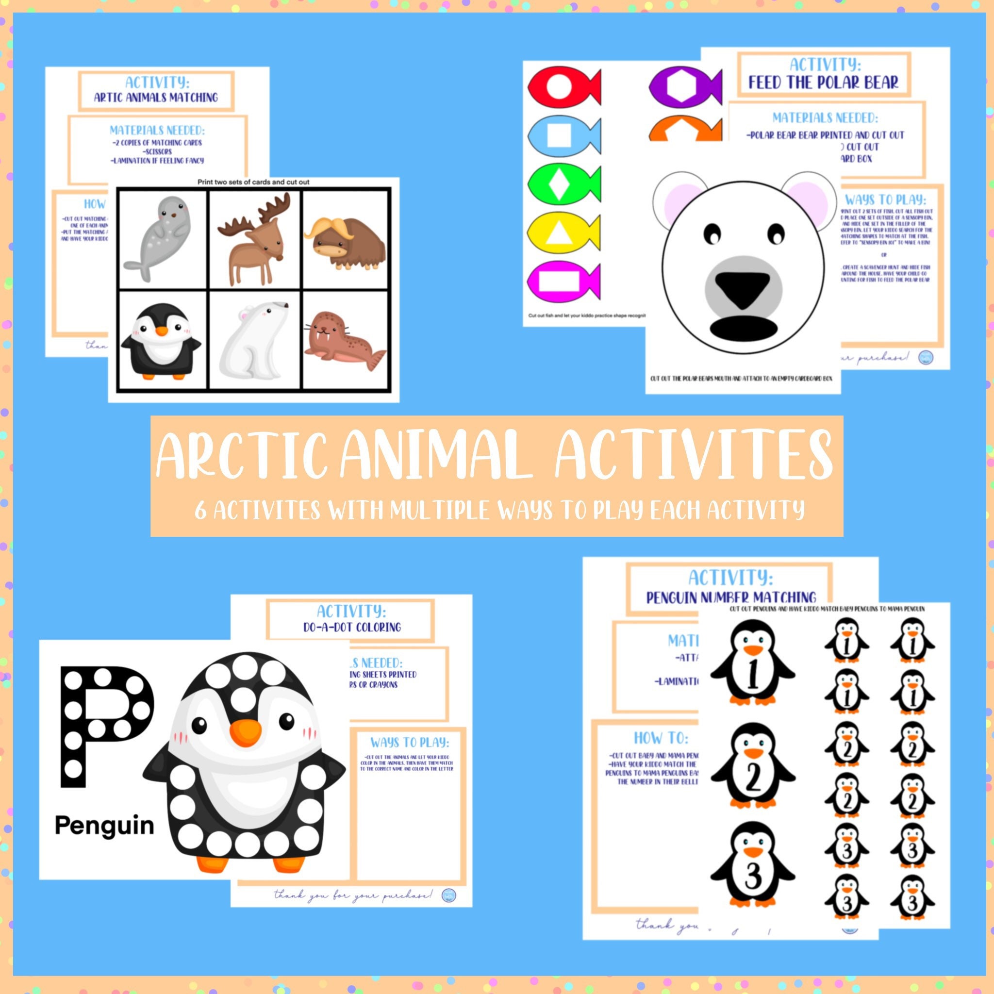 Arctic Animals Preschool Activities- 6 Activities - Etsy