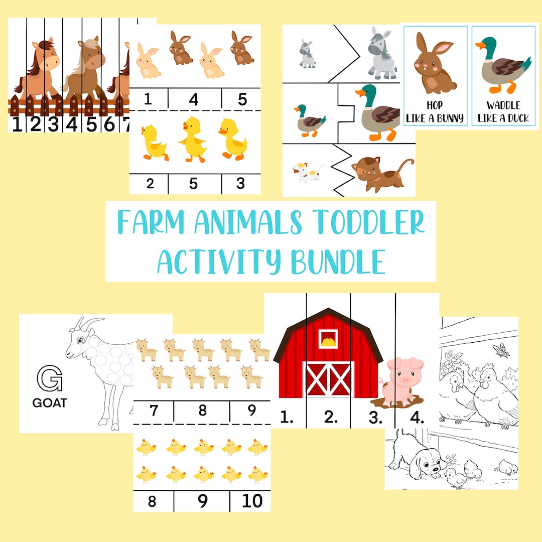 Farm Animals Toddler Activity Bundle- 7 Activities - Etsy