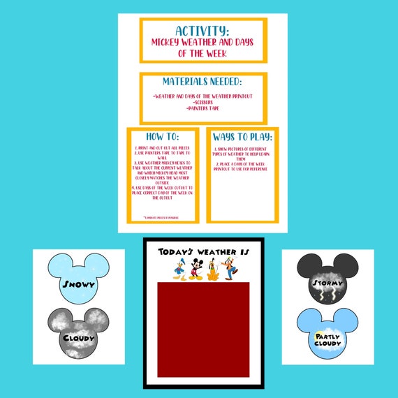 Mickey Mouse Weather and Days of the Week Practice | Etsy
