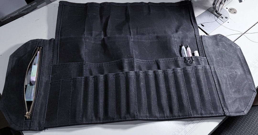 Waxed Canvas Artist Tool Roll – Handmade, Durable Pen & Pencil Case for ...